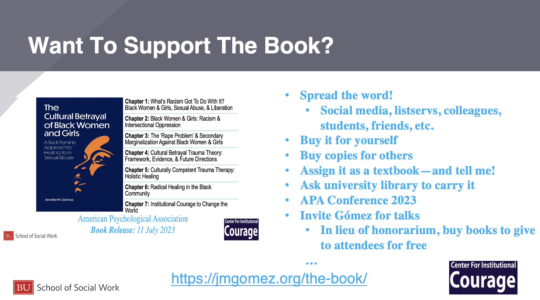 The Book – Jennifer M. Gómez, Ph.D.